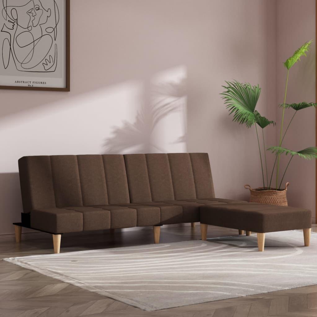 Maison Exclusive - Canapé-lit à 2 places avec tabouret Marron Tissu ...