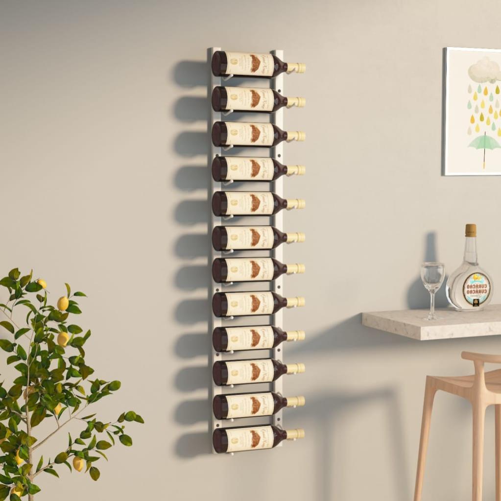 Maison Exclusive - Botellero de pared para 12 botellas hierro blanco ...