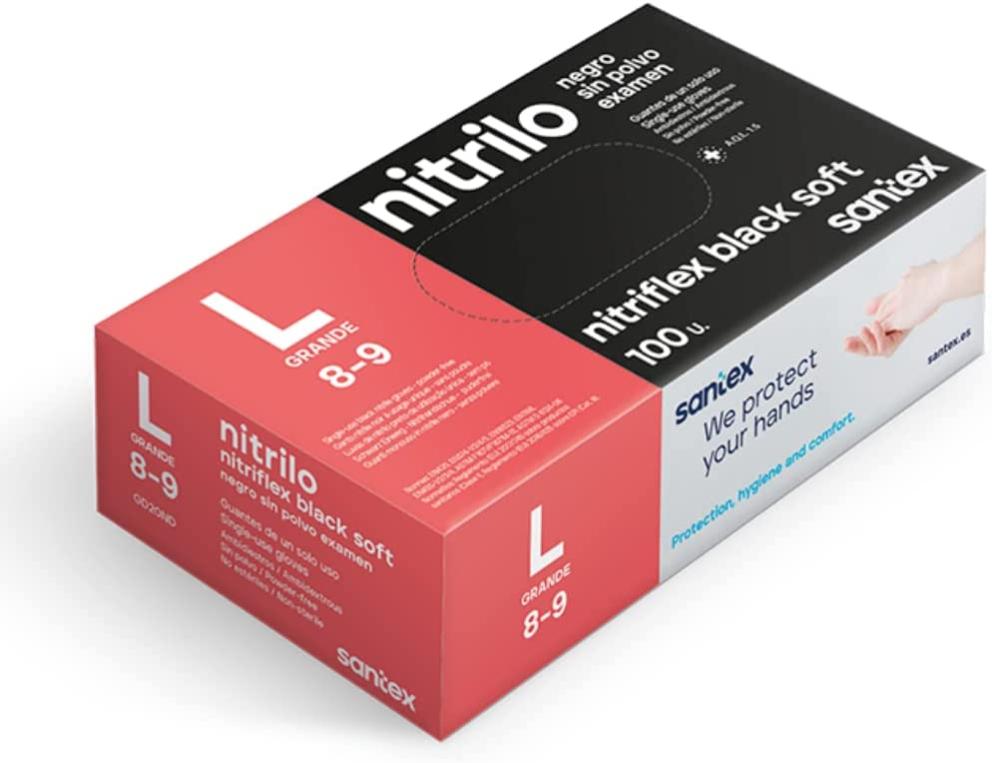 Nitriflex Black Soft Pack de 100 Guantes de Nitrilo para Examen Talla L ...