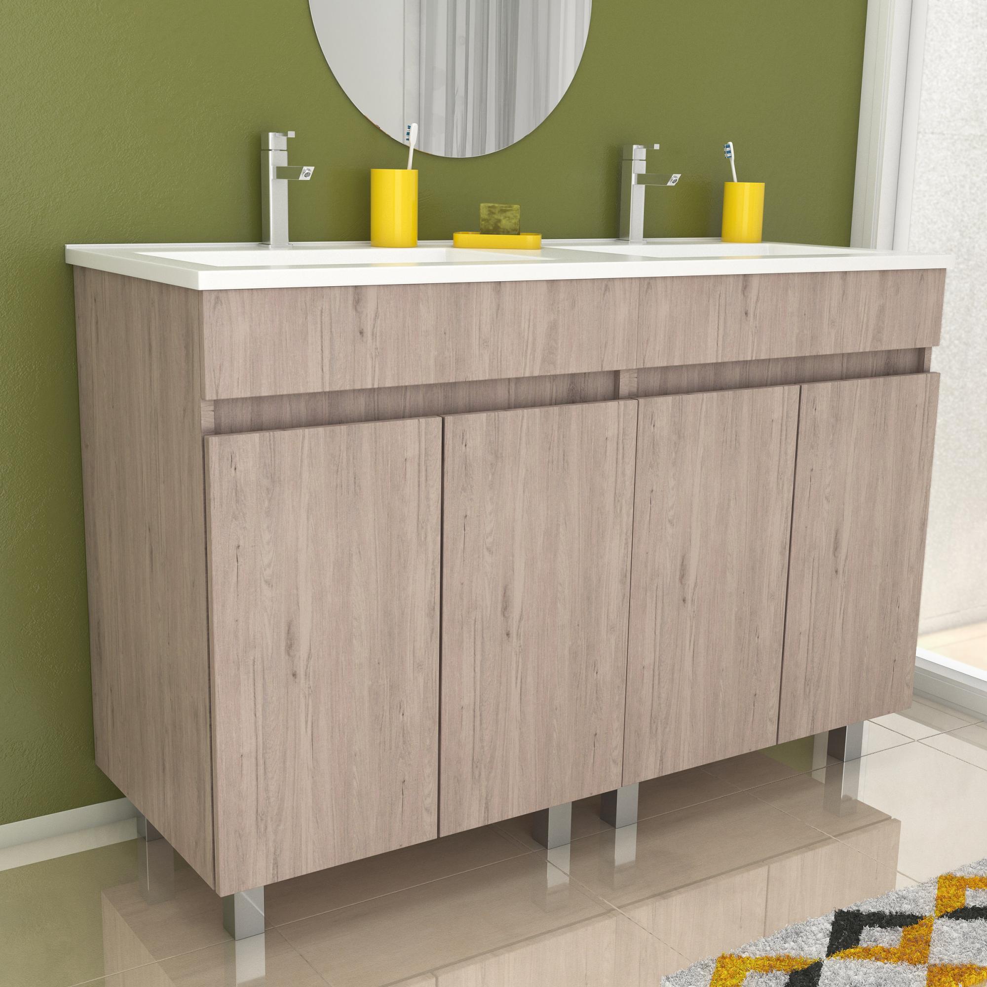 Mobile bagno 120cm Rovere Celtic con 4 ante + lavabo in ceramica bianca ...