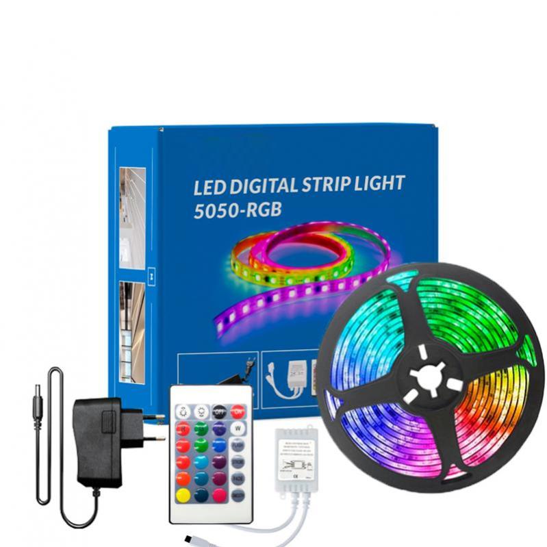 IluminaShop Kit Tira LED 21W 12V 90LED IP20 RGB con Mando y Fuente de ...