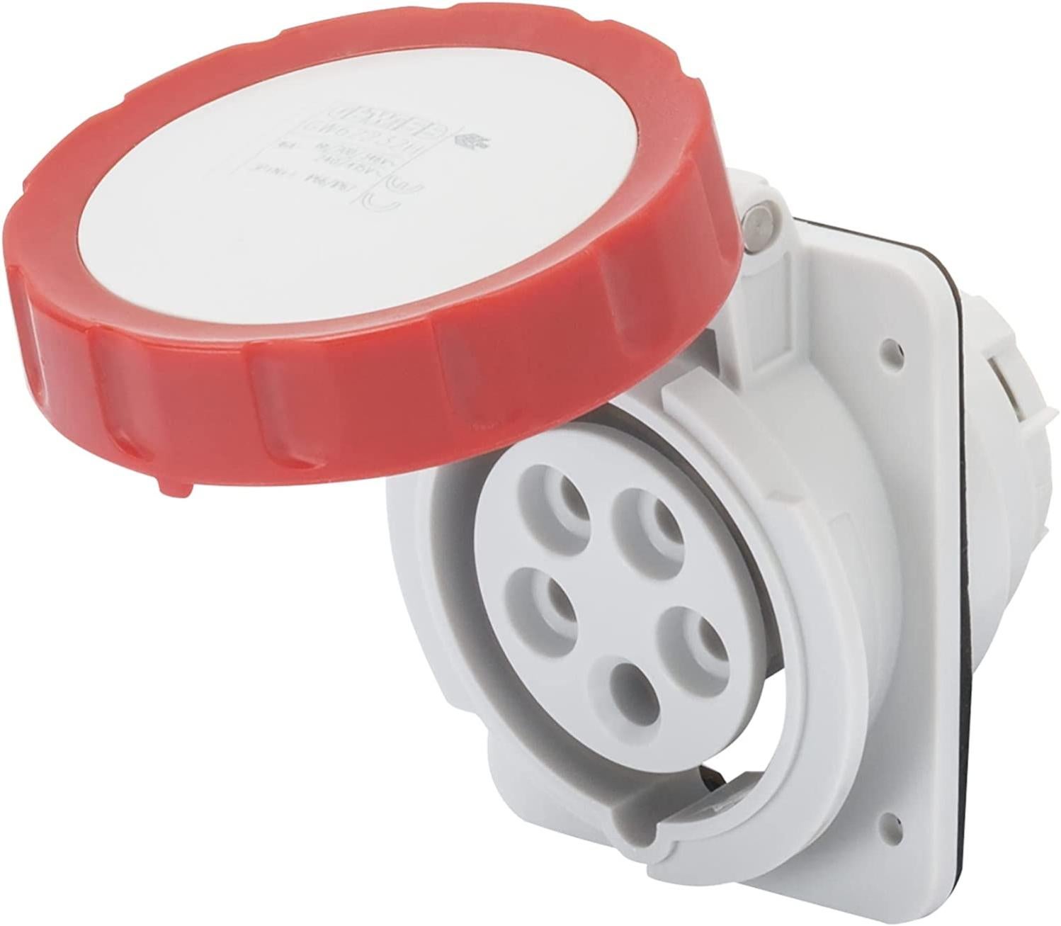Presa Fissa Incasso 10 Gradi IP67 3P+N+T 16A 380-415V Rosso Cablaggio A ...