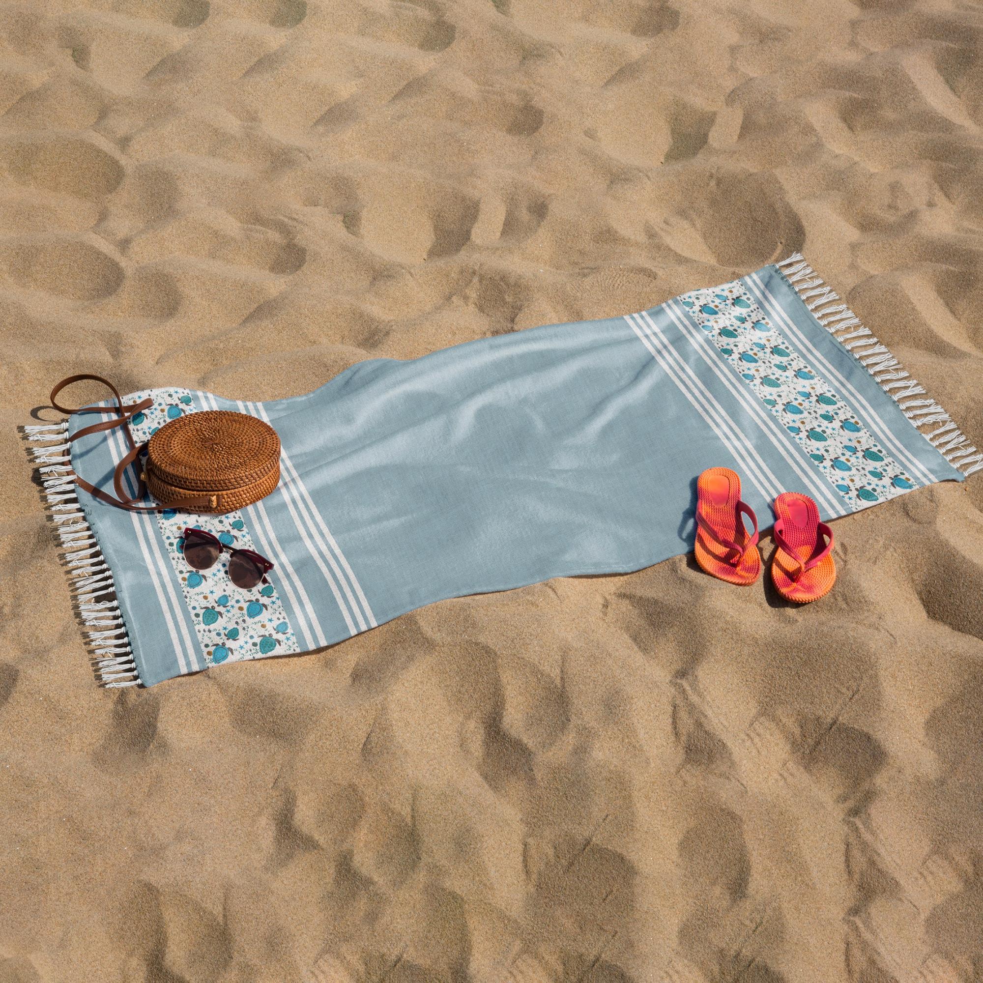 TELO MARE fouta 100% cotone con Frange e balze stampate 100x175 cm ...