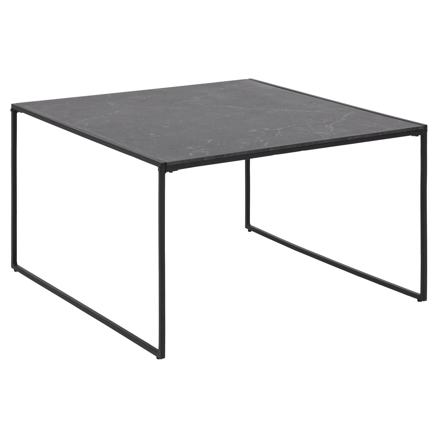 Table Basse Carré En Mélaminé Et Métal L 80 Cm X H 48 Cm Noir