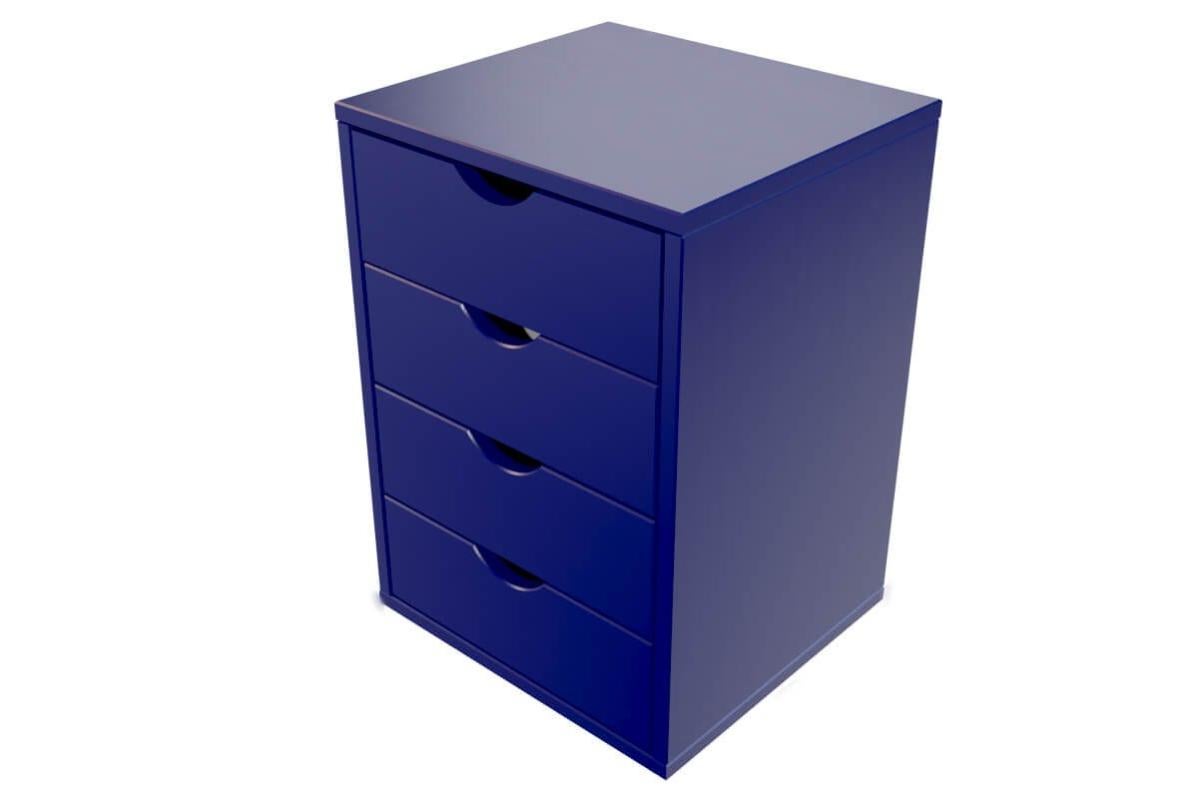 Caisson 4 tiroirs bois massif Bleu | Leroy Merlin