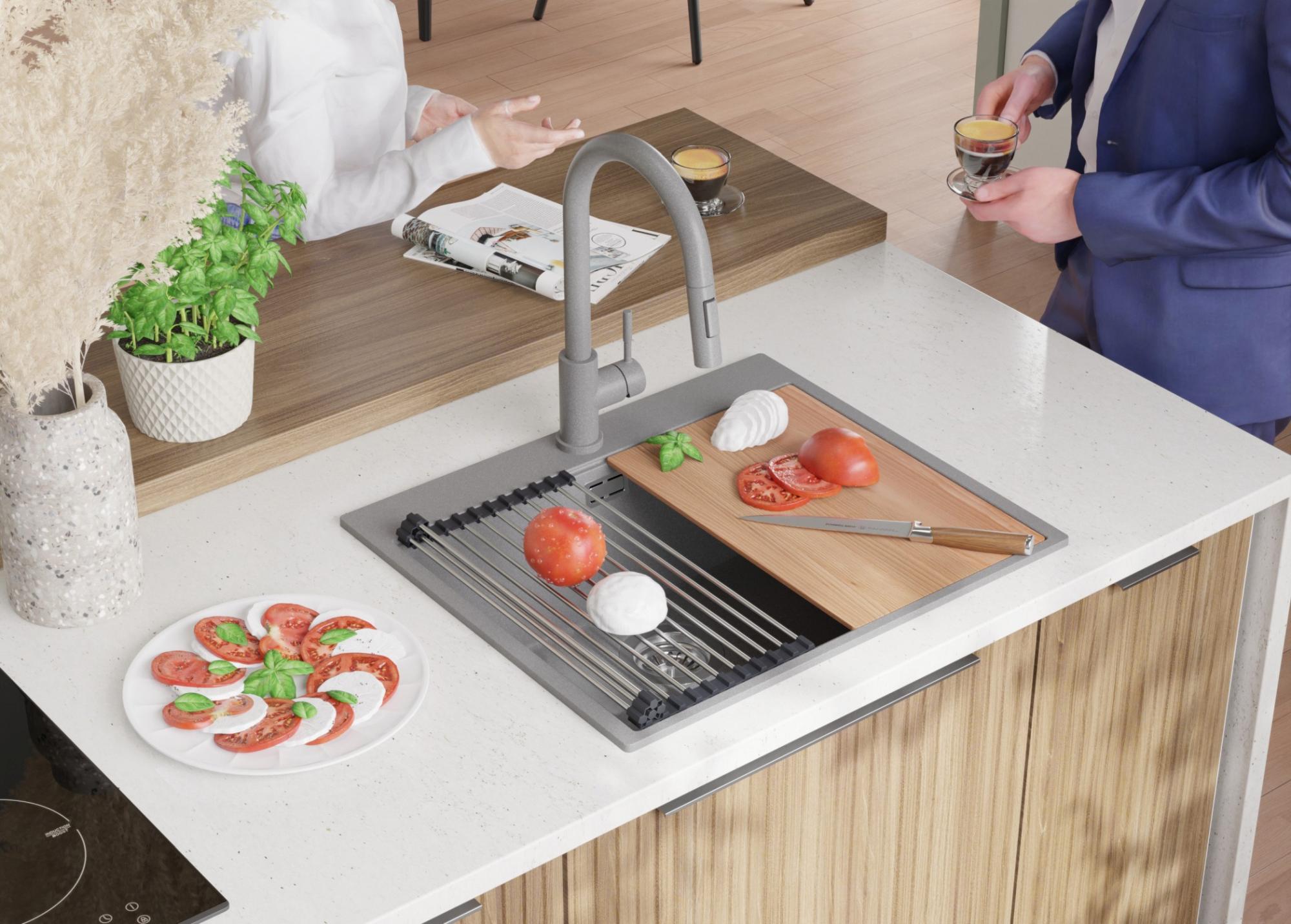 Fregadero Cocina 58 x 50 cm, Fregadero Granito Un Seno + Sifón Clásico ...