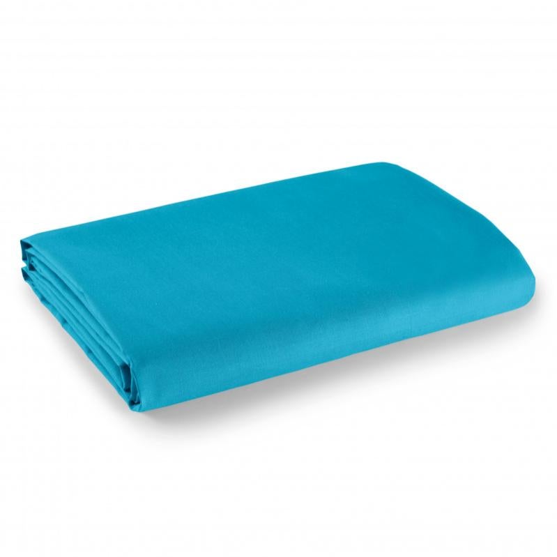 Drap plat 100% Coton / 57 fils/cm² - Couleur: Turquoise - Taille de ...