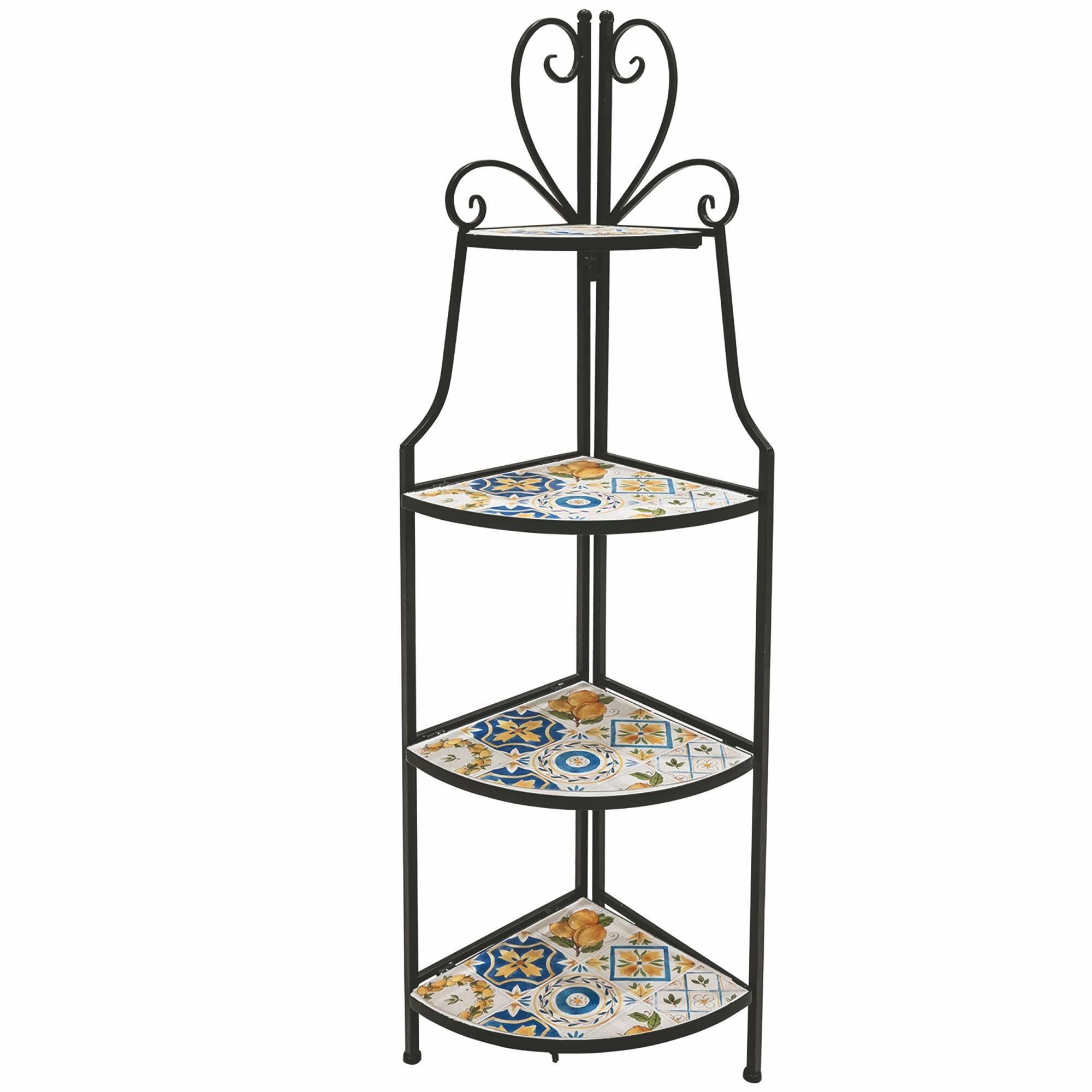 Scaffale angoliera chiudibile da esterno in ferro con decoro maiolica ...