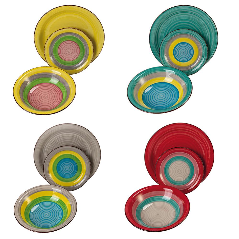 Piatti da portata in ceramica colorata dipinta a mano set 12 pezzi ...