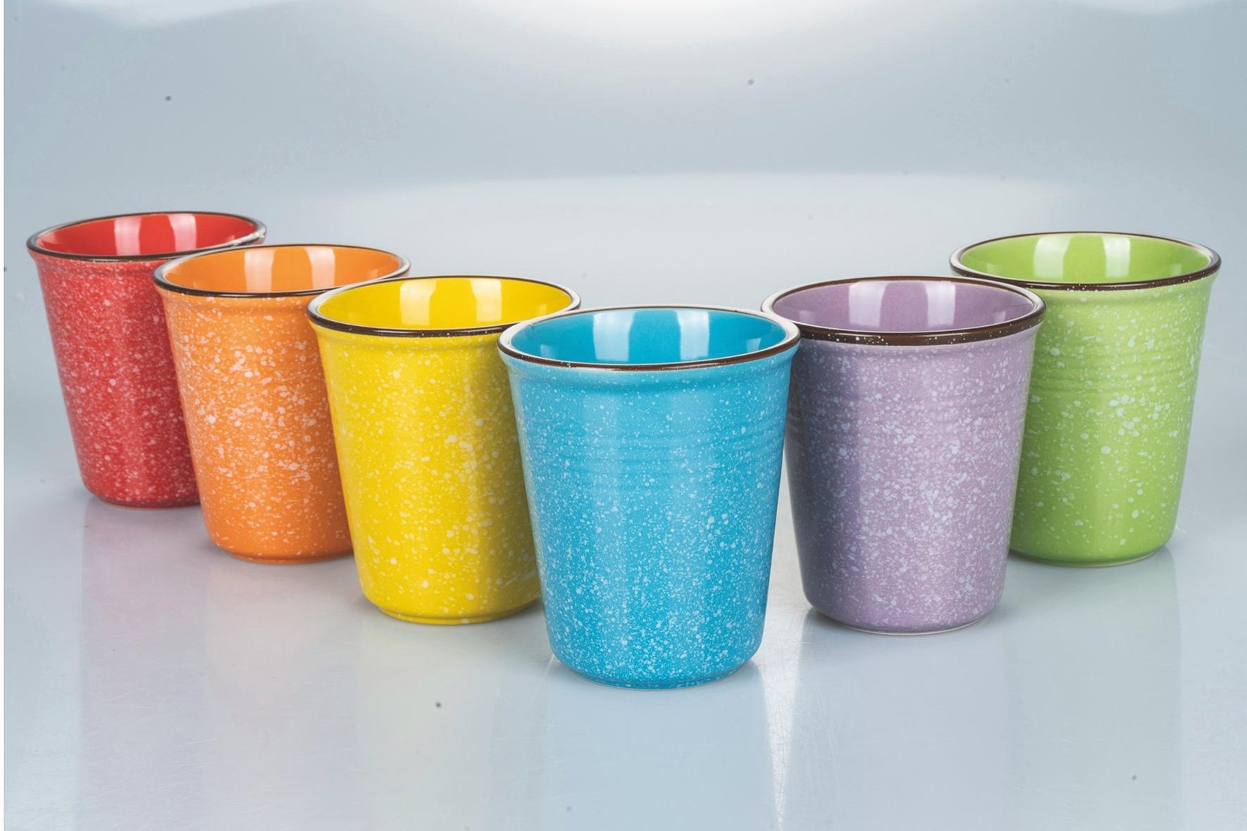 Bicchieri acqua in ceramica colorati set 6 bicchieri 350 ml Baita ...