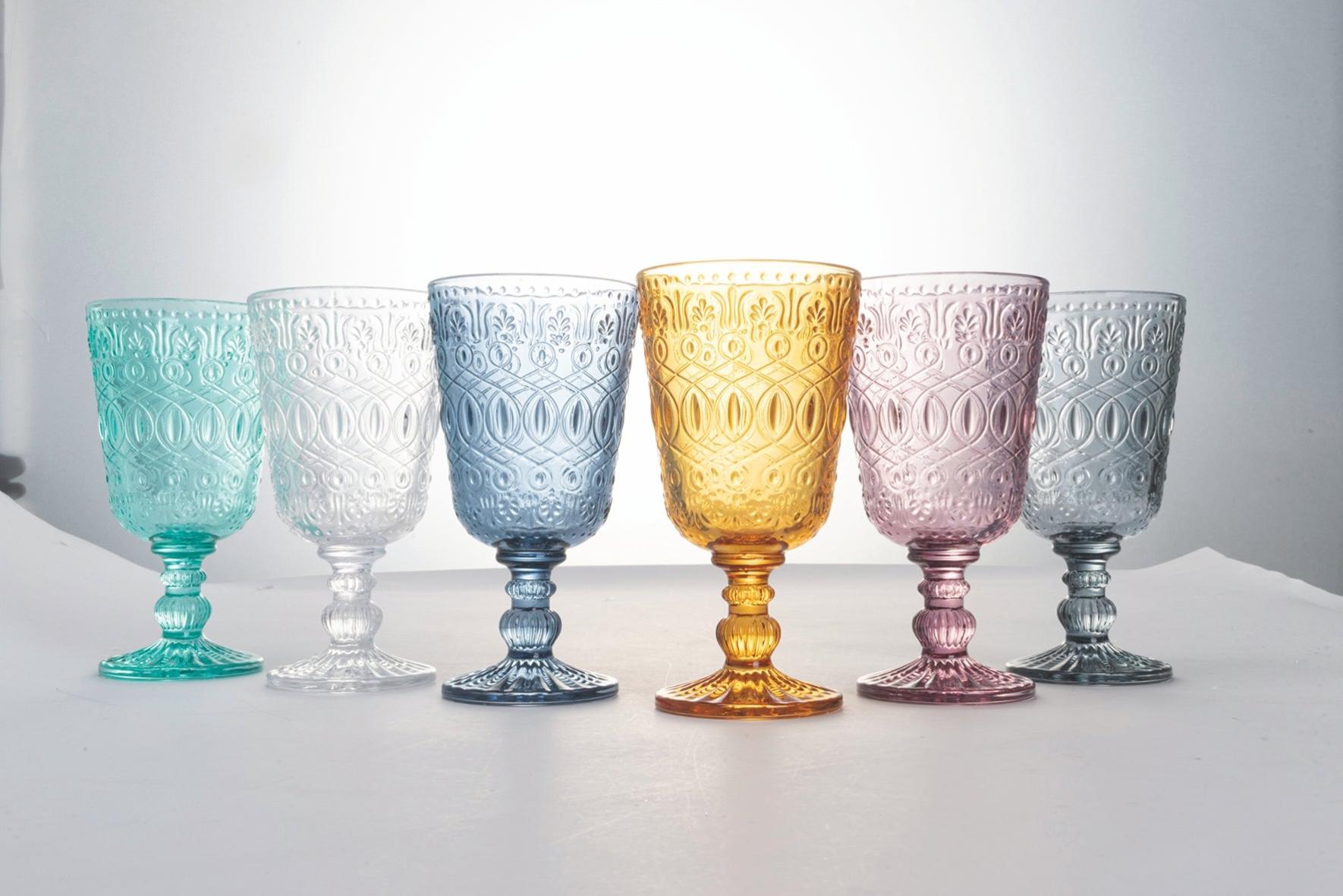 Bicchieri calici acqua bibite drink in vetro colorati set 6 calici 310 ...
