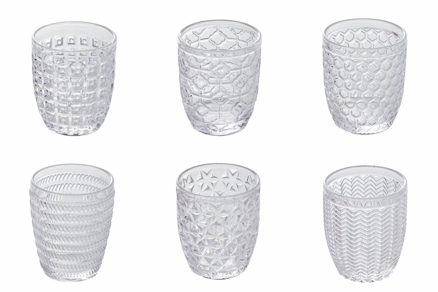 Bicchieri in vetro trasparente set 6 bicchieri acqua e bibita Geometrie ... Bicchieri in vetro trasparente set 6 bicchieri acqua e bibita Geometrie ...