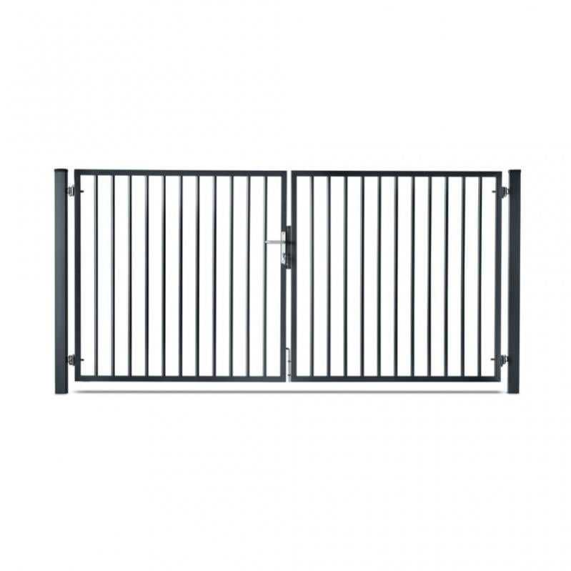 Portail barreaudé acier galvanisé passage 4m00 Gris anthracite H 1m00 ...