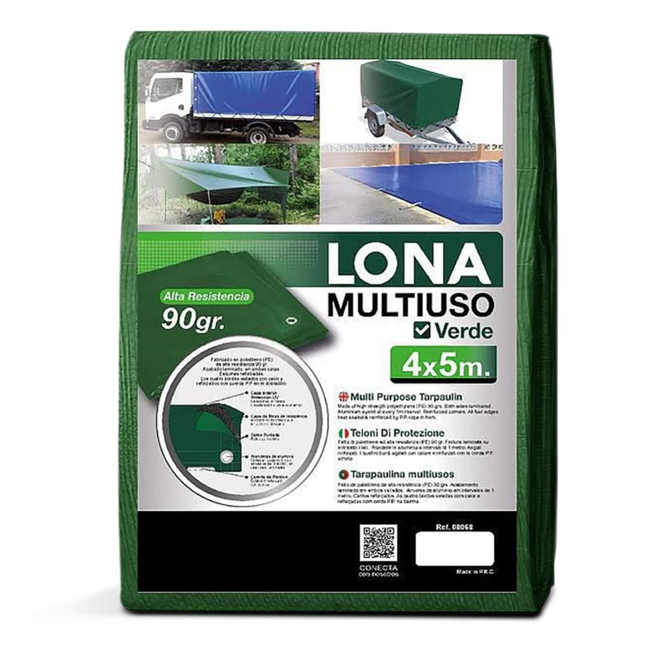 TIENDA EURASIA - Lona Multiusos Verde Material Resistente al Agua Con Ojales de Aluminio 4x5 m ...