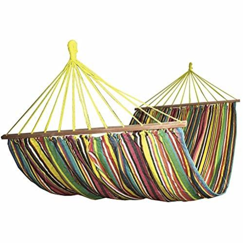 AMACA doppia IN POLYCOTTON 220X120 CON BASTONI IN LEGNO GIARDINO ...