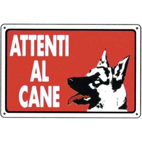 CARTELLO SEGNALETICO TARGA TABELLA PVC ATTENTI AL CANE ATTENZIONE 20x30 ...