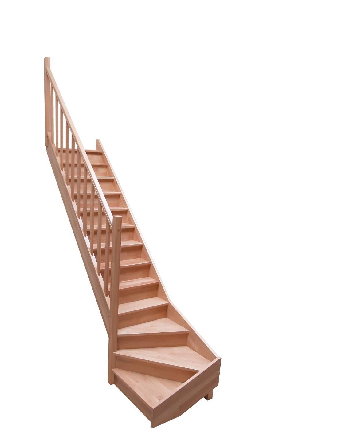 Escalier Quart Tournant Bas économique En Hêtre Bas à Gauche Avec