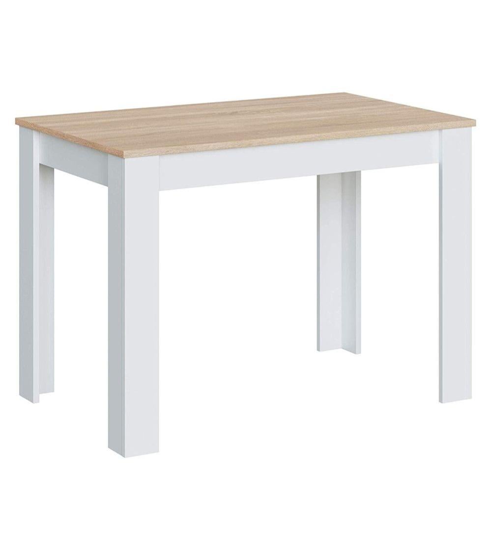 Mesa cocina rectangular fija KATIA, 109x67 cm, en Blanco y Roble ...