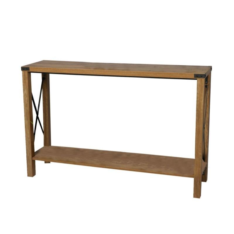 'BRUNO' - Console Bois avec Angles et Croisillons en Métal 117x29xH77cm ...