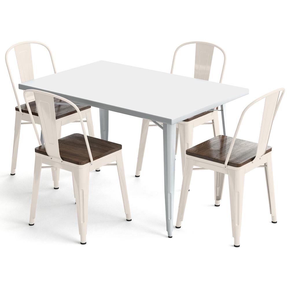 Set Mesa de Comedor y X4 Sillas Bistrot Metalix Style Asiento Cuadrado ...