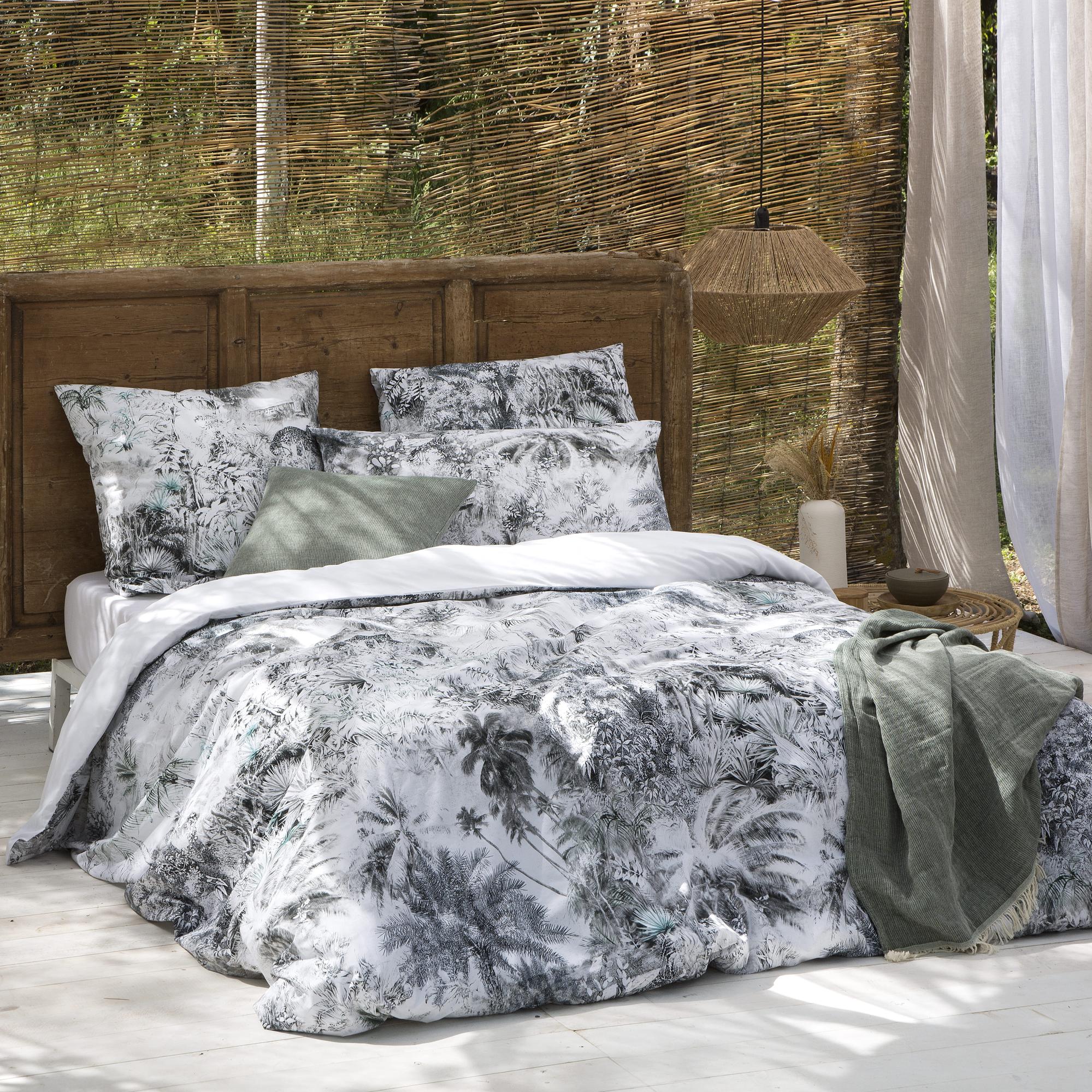 Housse de couette Palm Tree Grey lit 150 cm - 240x220 cm, coton 200 ...