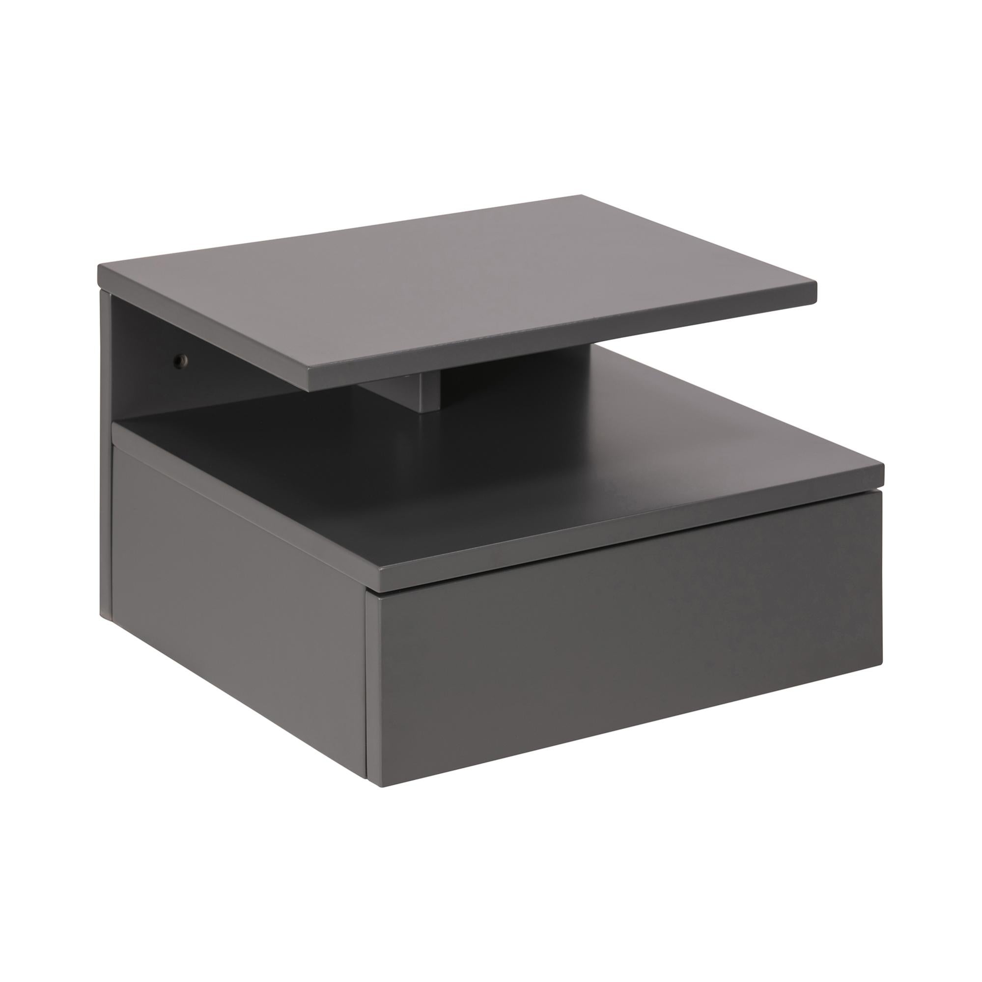 Chevet 1 tiroir 35x32x22,5 cm gris foncé - LOZAY | Leroy Merlin