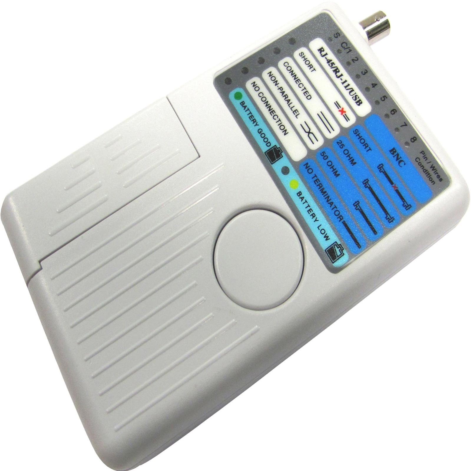 Testeur de câble réseau professionnel 4 en 1 (RJ45, RJ11, USB et BNC ...