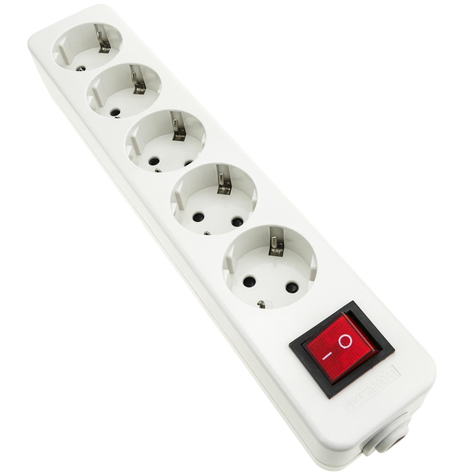 Regleta con interruptor de cinco enchufes Schuko 250V sin cable de ...
