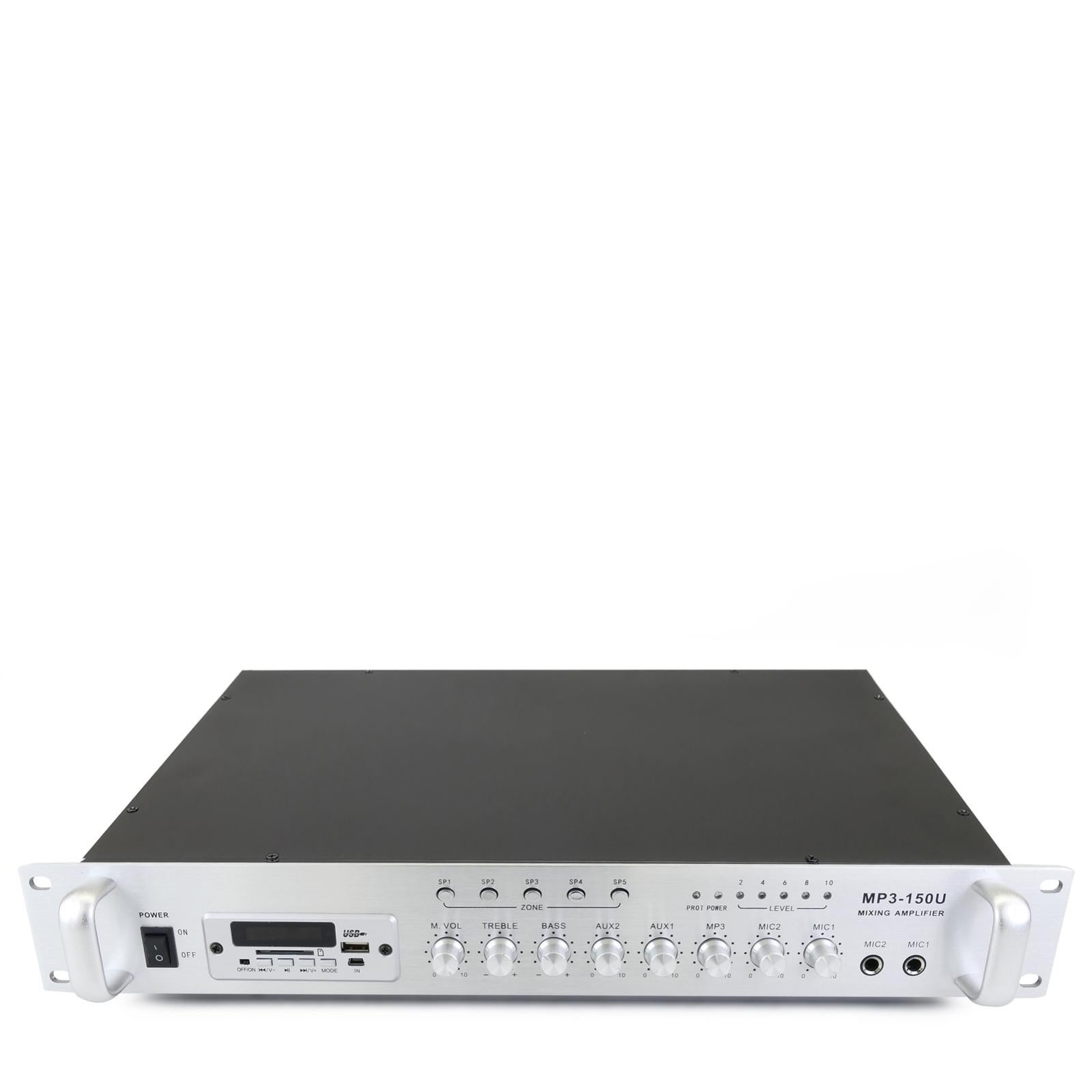 Amplificateur professionnel pour la sonorisation 150W 110V 5 zones MIC AUX FM MP3 | Leroy Merlin