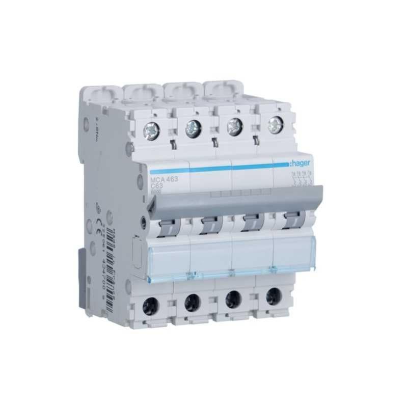 Magnetotermico 4 Poli 63a 6ka C 4 Moduli – Hager Mca463 | Leroy Merlin