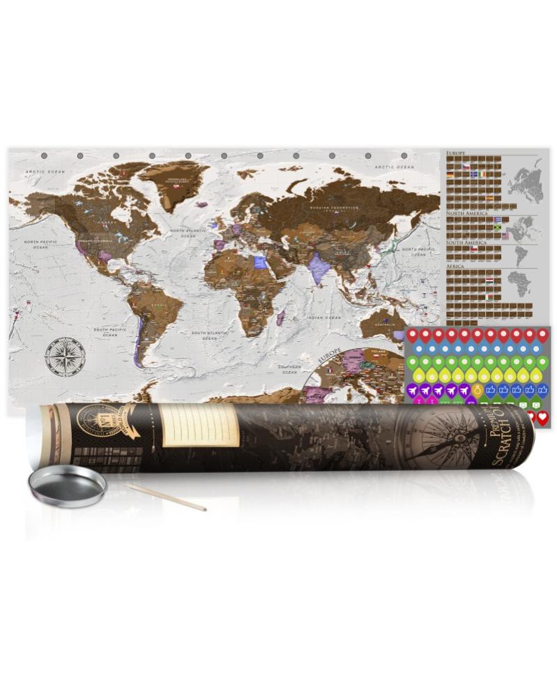 Carte à gratter - Grey Map - Poster 100x50 | Leroy Merlin