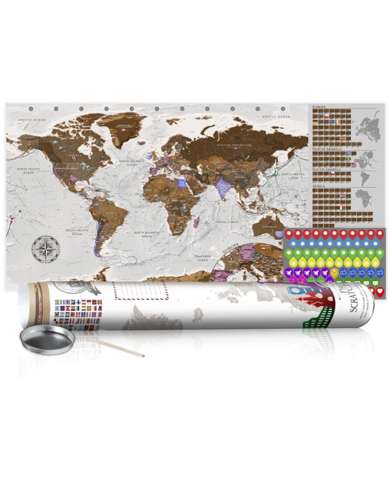 Carte à gratter - Grey Map - Poster 100x50 | Leroy Merlin