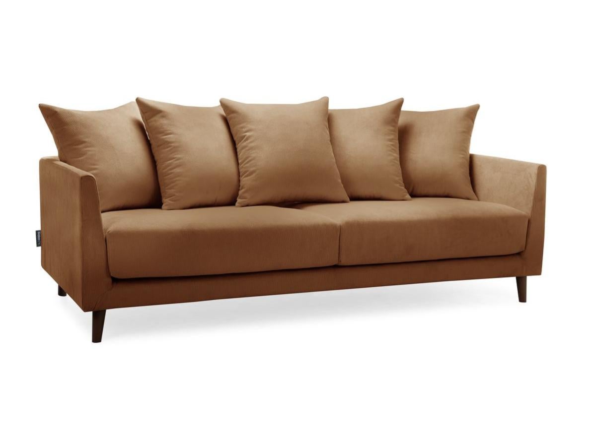 BOBOCHIC Canapé droit fixe 3 places ROME velours côtelé Orange | Leroy ...