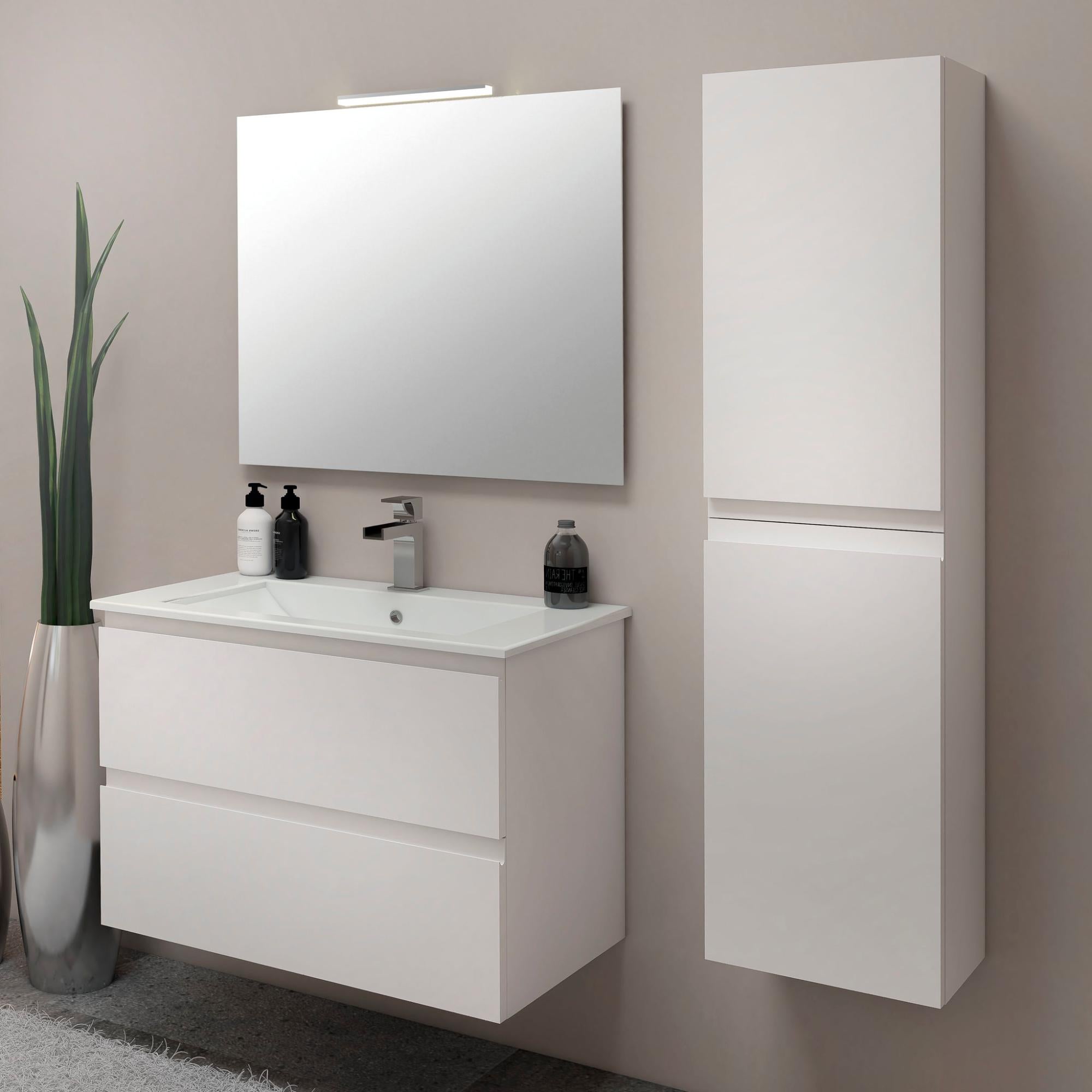 MUEBLE DE BAÑO CRETA SUSPENDIDO 80 2C BLANCO MATE DUROXOL - ENCIMERA Y ...
