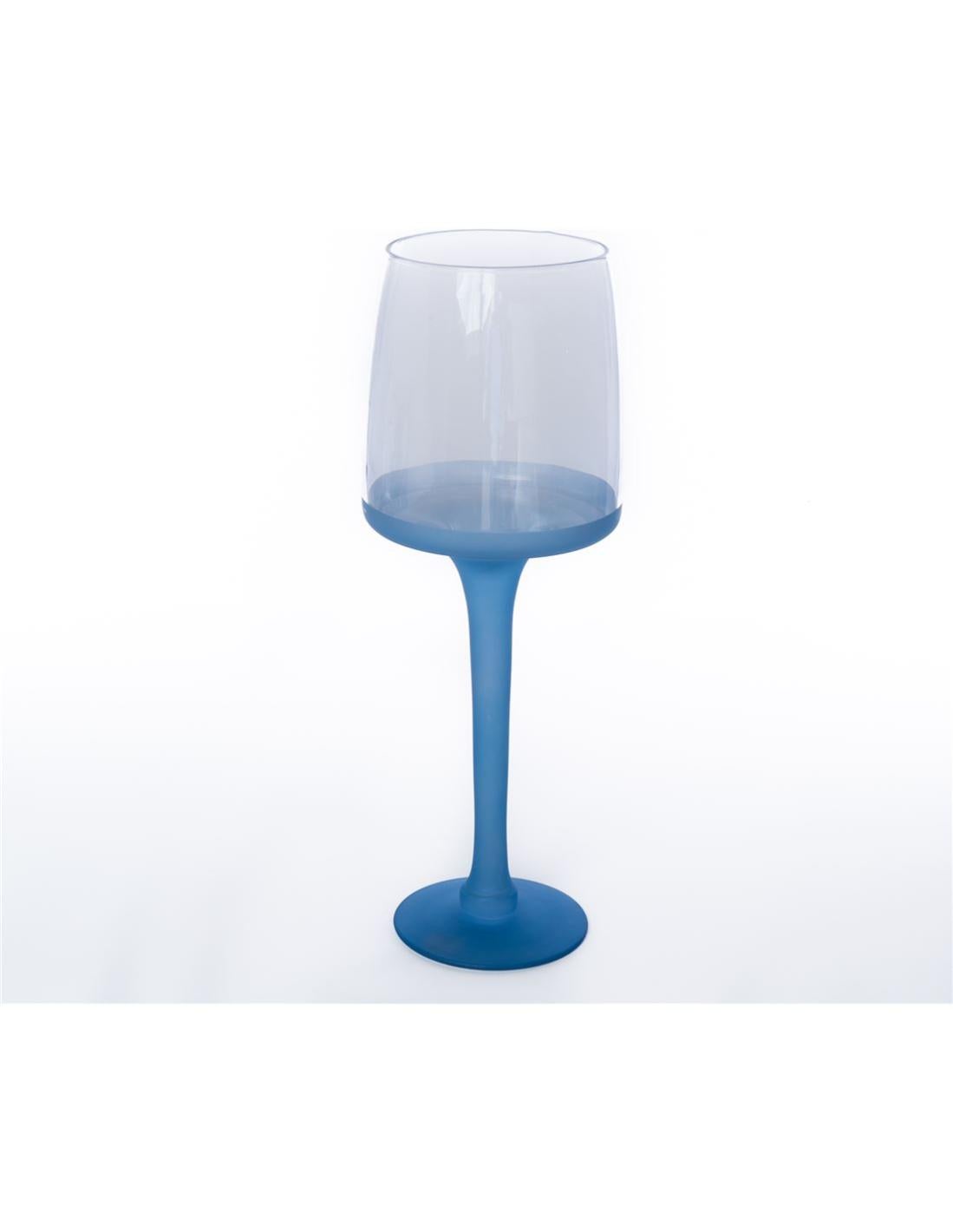 Candelero copa 18*50 pie alto azul cristal valentine | Leroy Merlin