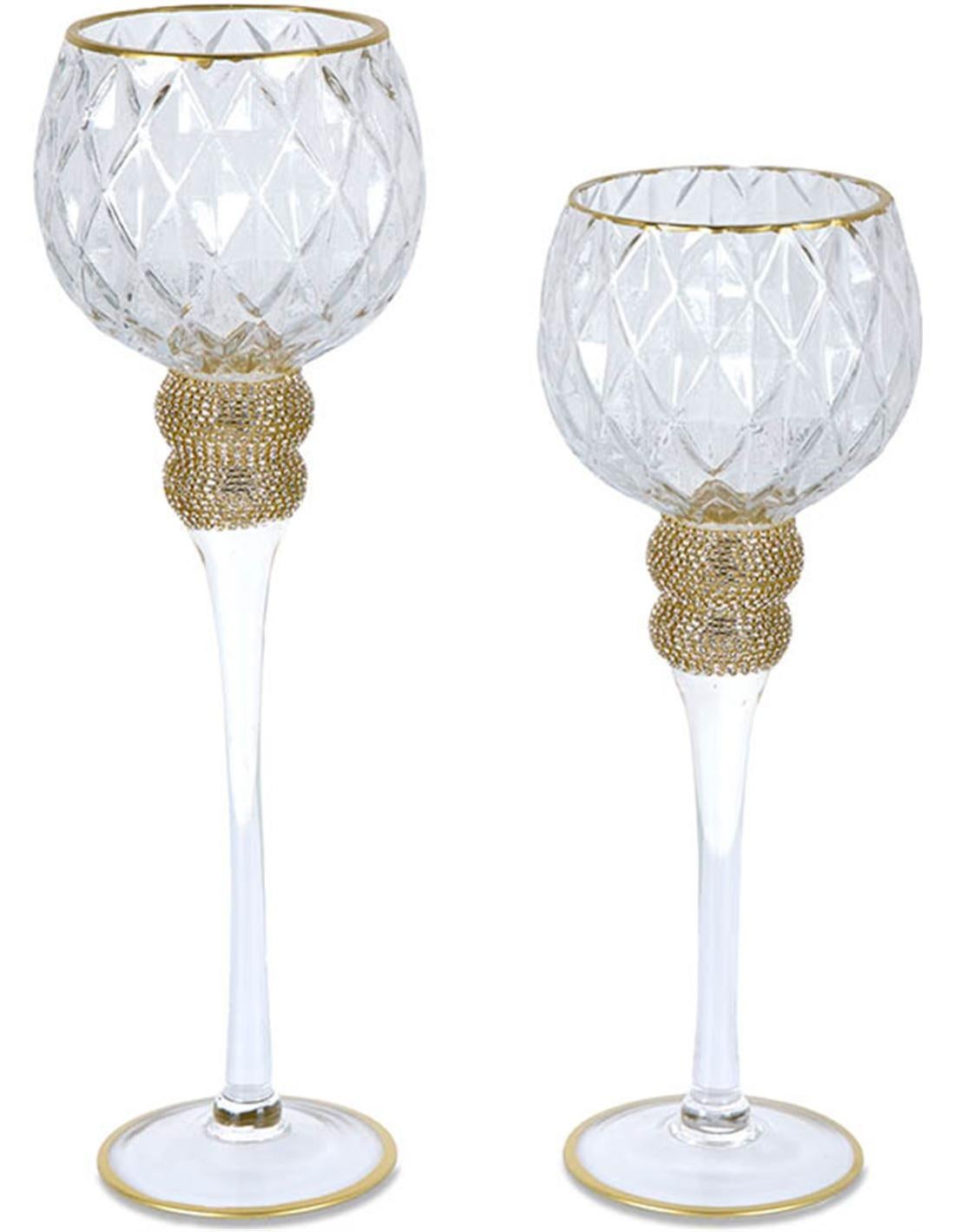 Juego de 2 copas candelero 10*36 y 10*40 transparente decorado ...