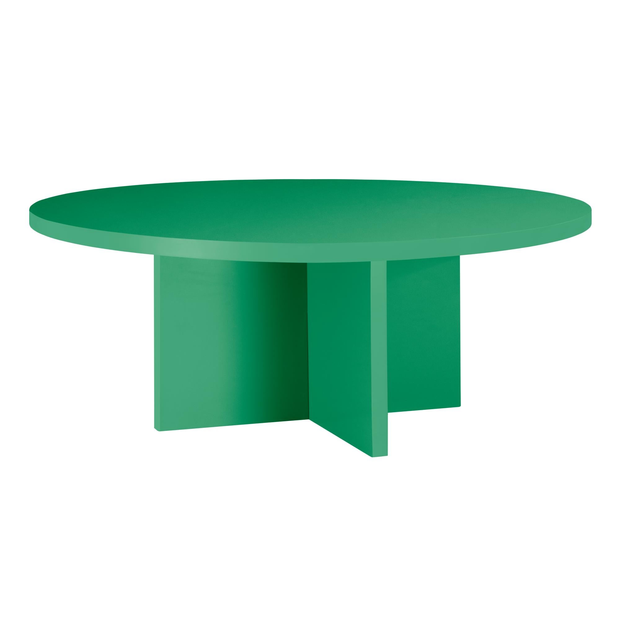 Table basse ronde PAUSA, plateau résistant MDF 3cm émeraude verte 100cm ...
