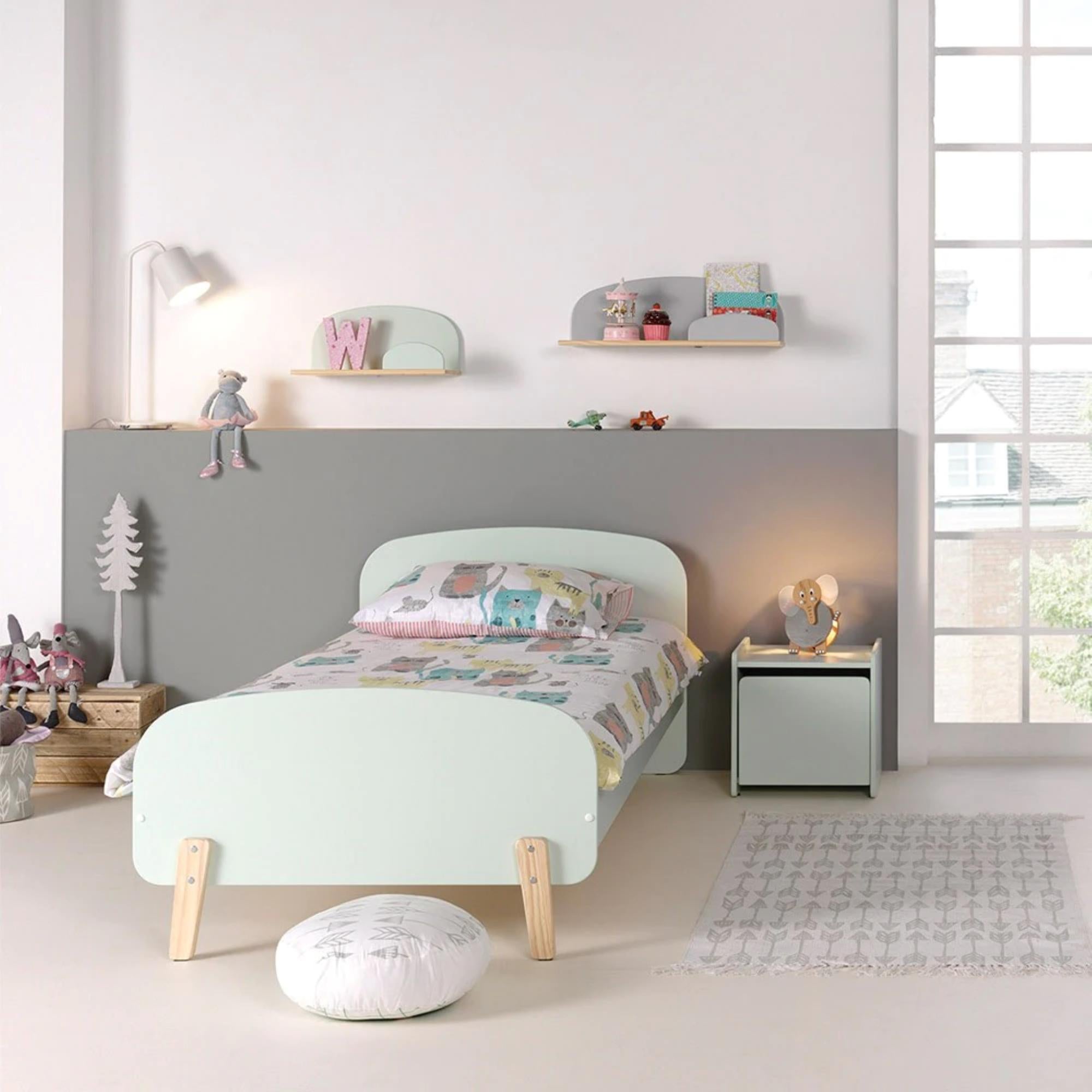 Lit enfant 90x200 vert menthe avec sommier | Leroy Merlin