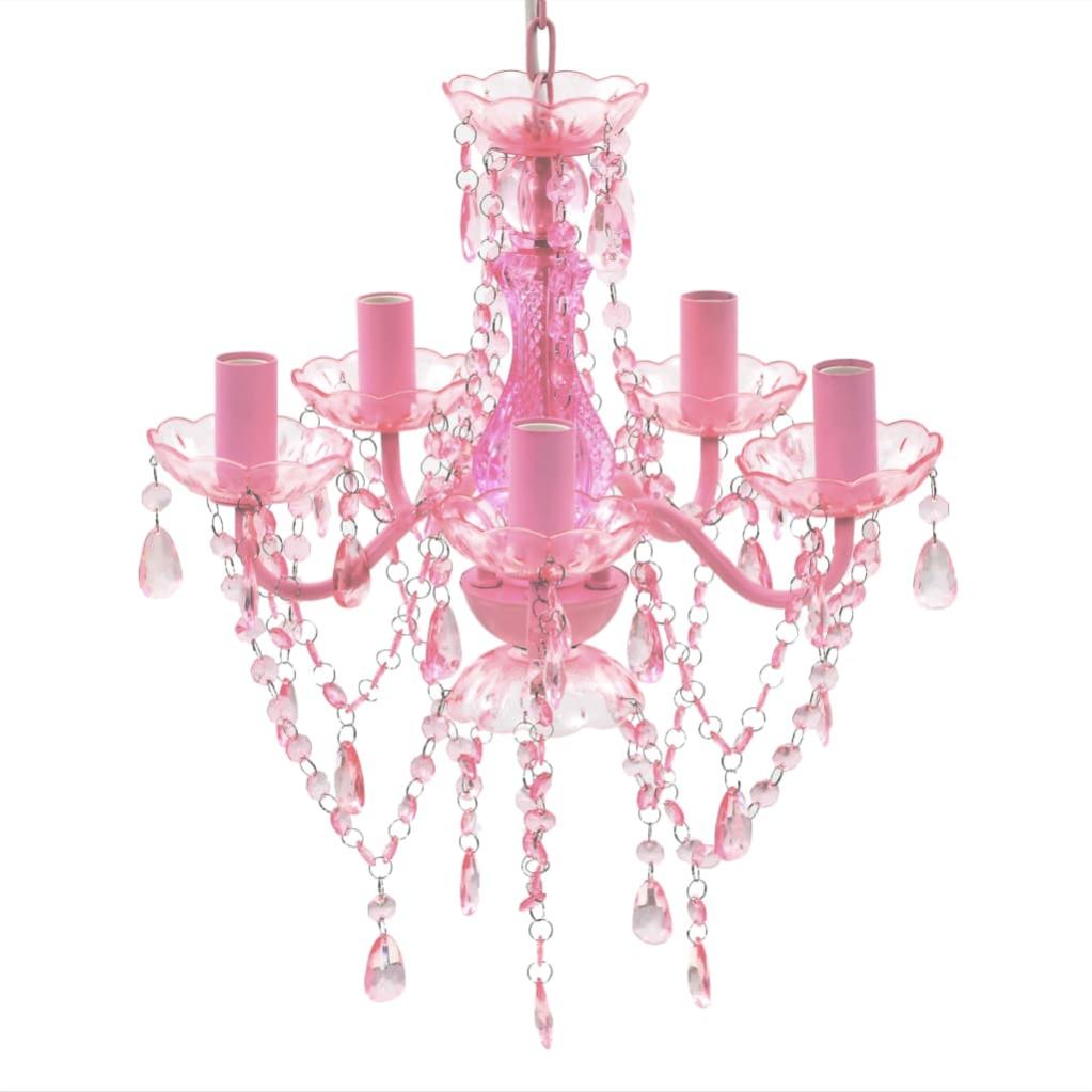 Maison Exclusive - Lámpara de araña de cristal 5 bombillas rosa | Leroy ...