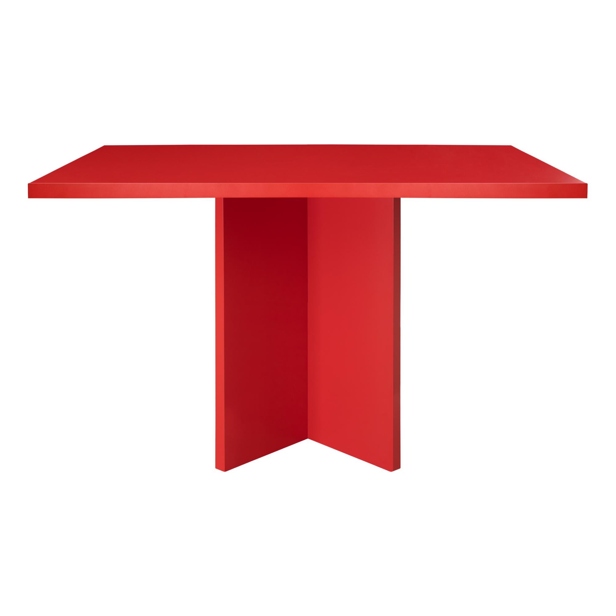 Mesa de comedor rectangular MATILDA tablero laminado de 3cm Rojo Llama ...