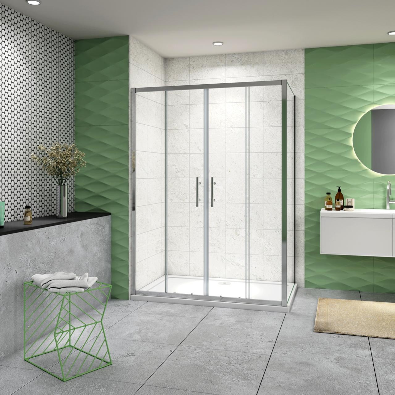 185 cm Box Doccia Angolare Porta Scorrevole con Parete Fissa 160x76 cm Vetro 5 mm Ingresso ...