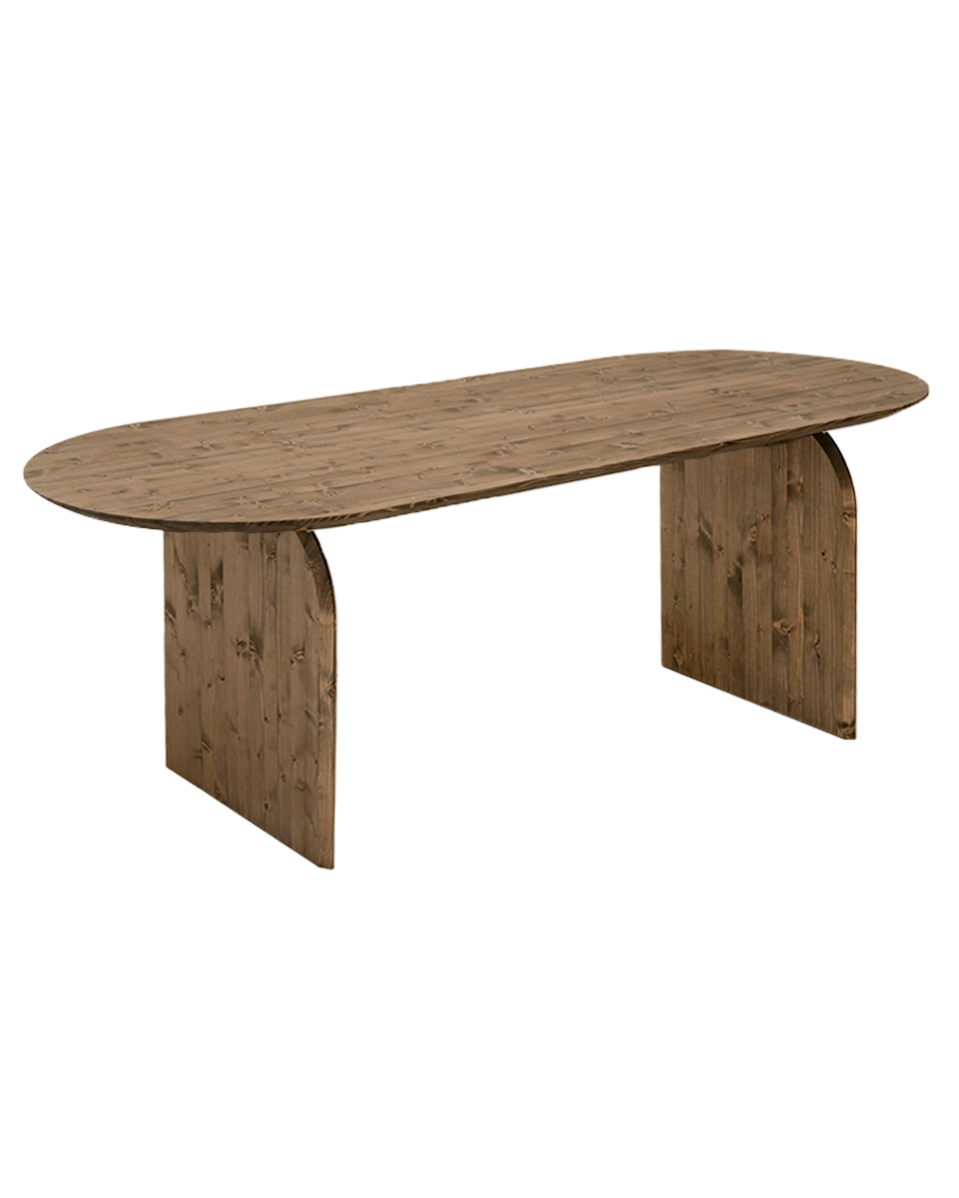 DECOWOOD - Tavolo da pranzo ovale in legno masello in tono rovere scuro ...