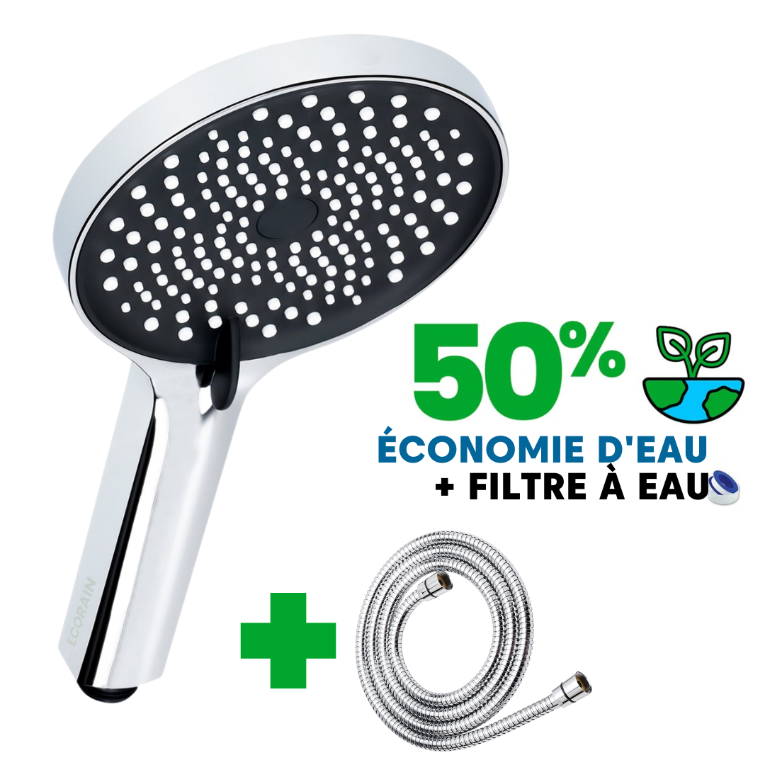 Pomme De Douche Ecorain Charly 13 Cm Chrome Avec Flexible