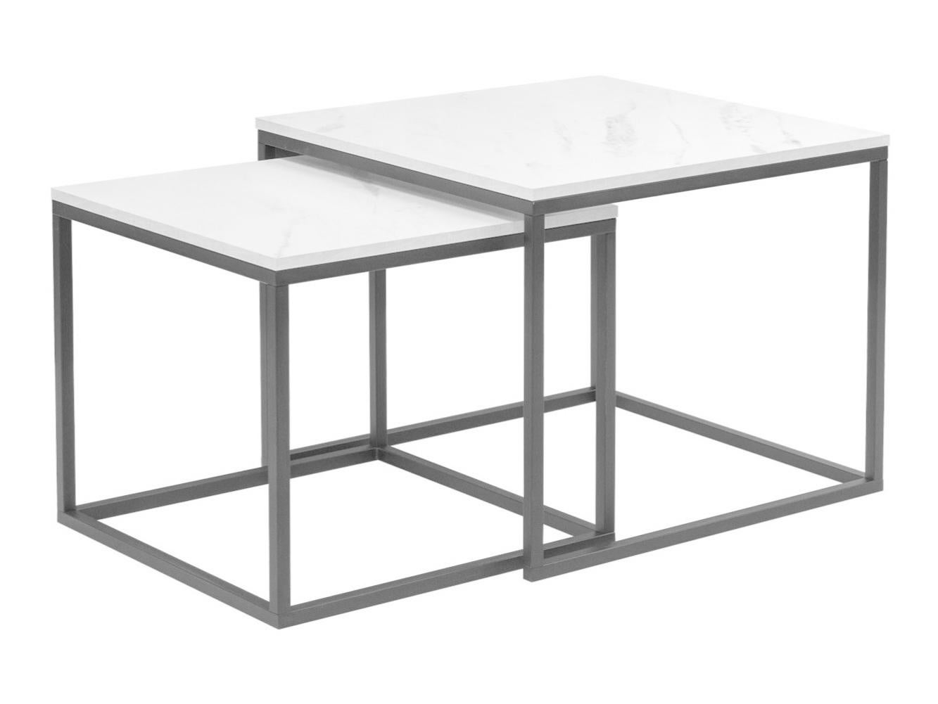 Ensemble tables basses Providence T103, Marbre blanc, Noir, 53x65x65cm ...