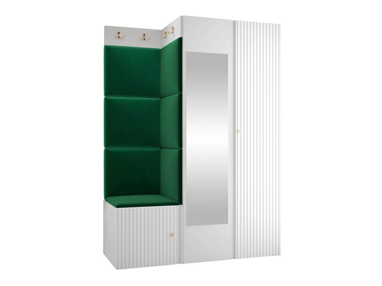 Ensemble entrée Hartford 388, 186x116x46cm, Mirror, Blanc, Vert ...