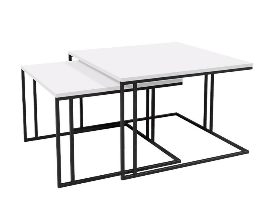 Ensemble tables basses Comfivo 178, Noir, Blanc, 50x76x76cm, Stratifié ...