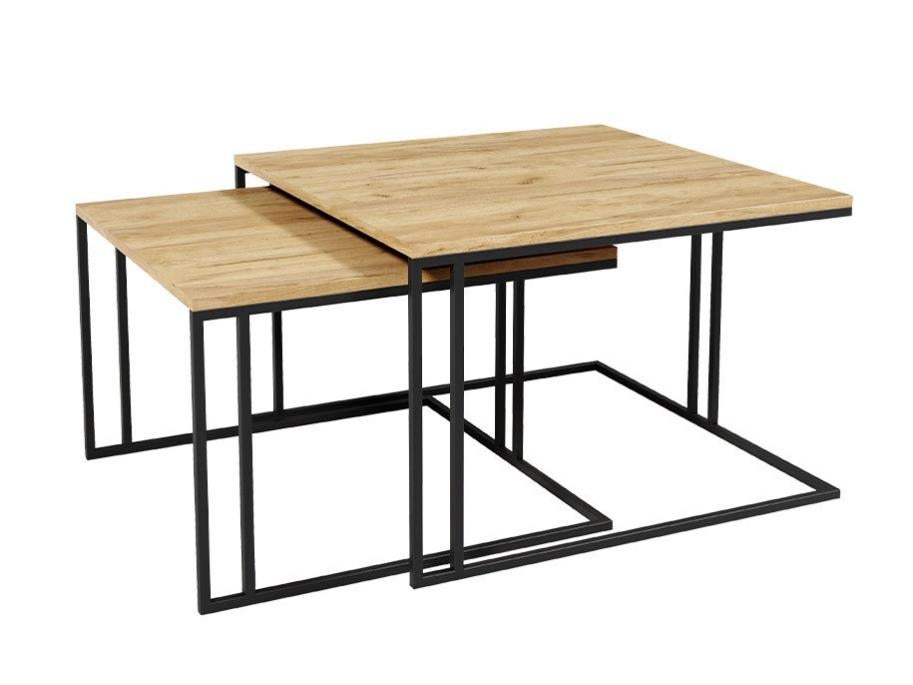 Ensemble tables basses Comfivo 178, Marron, Noir, 50x76x76cm, Stratifié ...