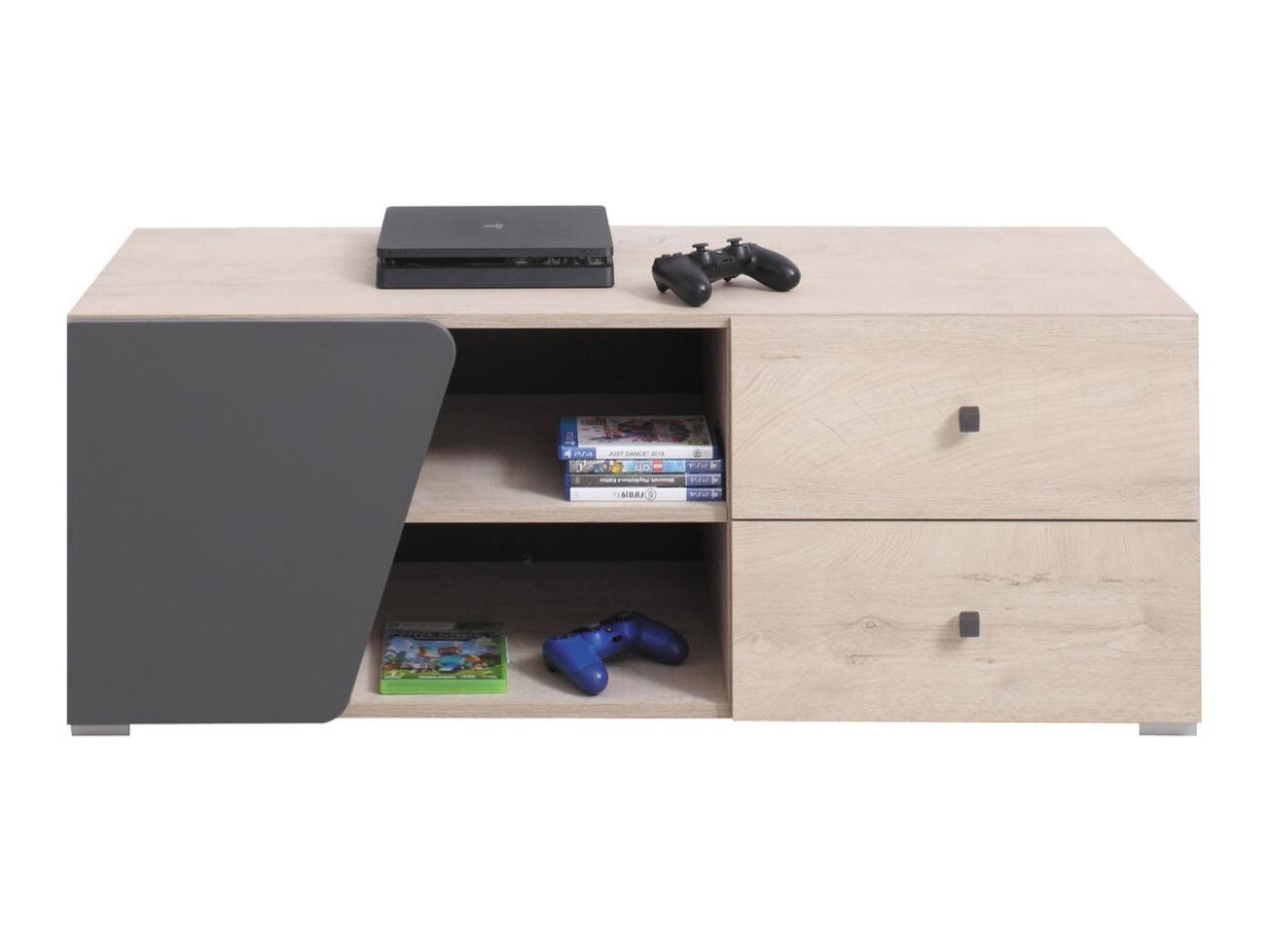 Meuble TV Omaha M107, Chêne clair, Anthracite, Number of drawers: 2.00 ...