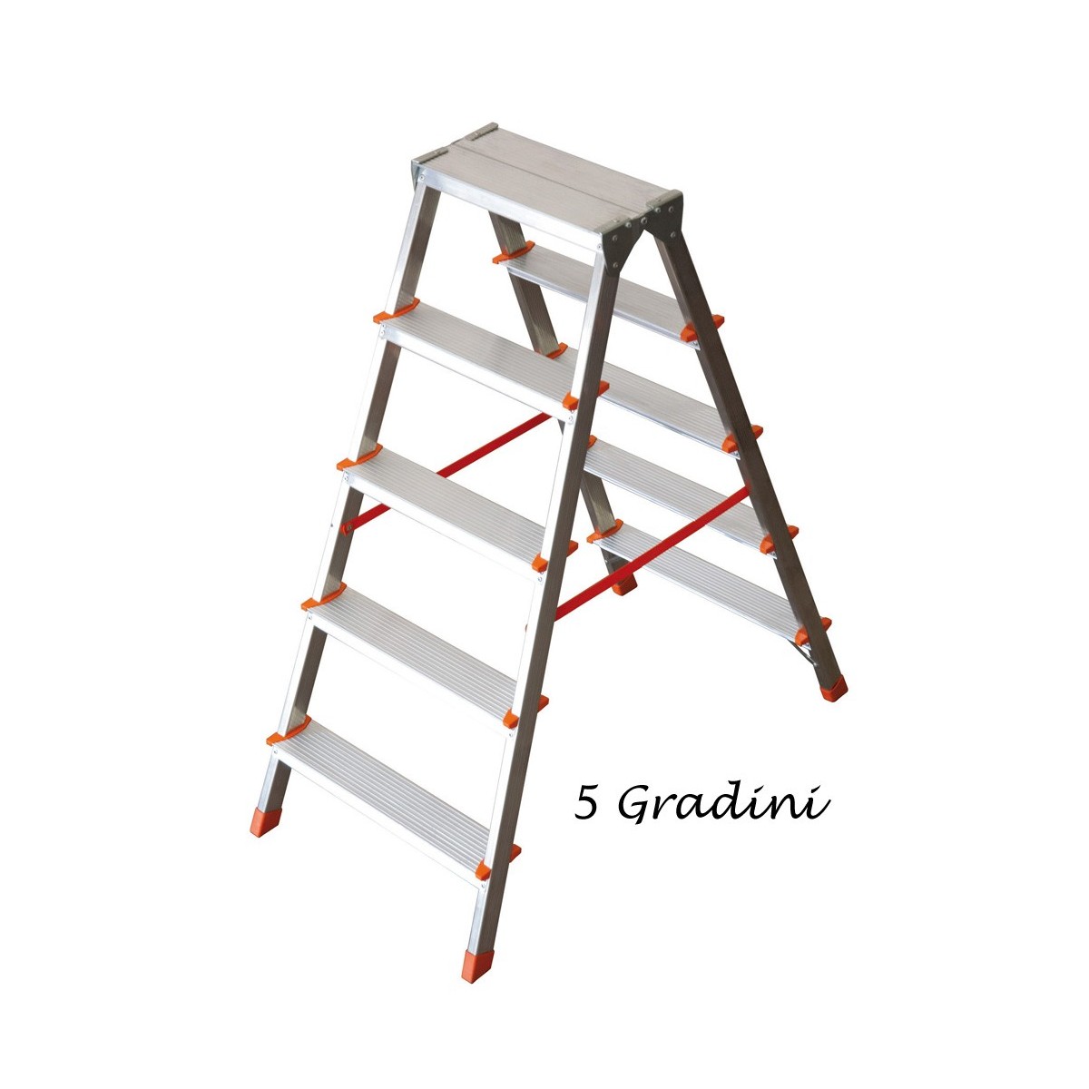 Facal Scala Doppia Alluminio Scaletta 5 Gradini Richiudibile Sgabello ...