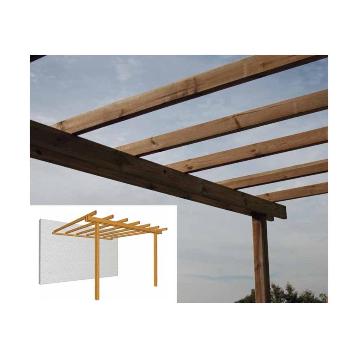 Pergola Addossata 3x4 Auto Legno Gazebo da Giardino Pergolato Carport ...